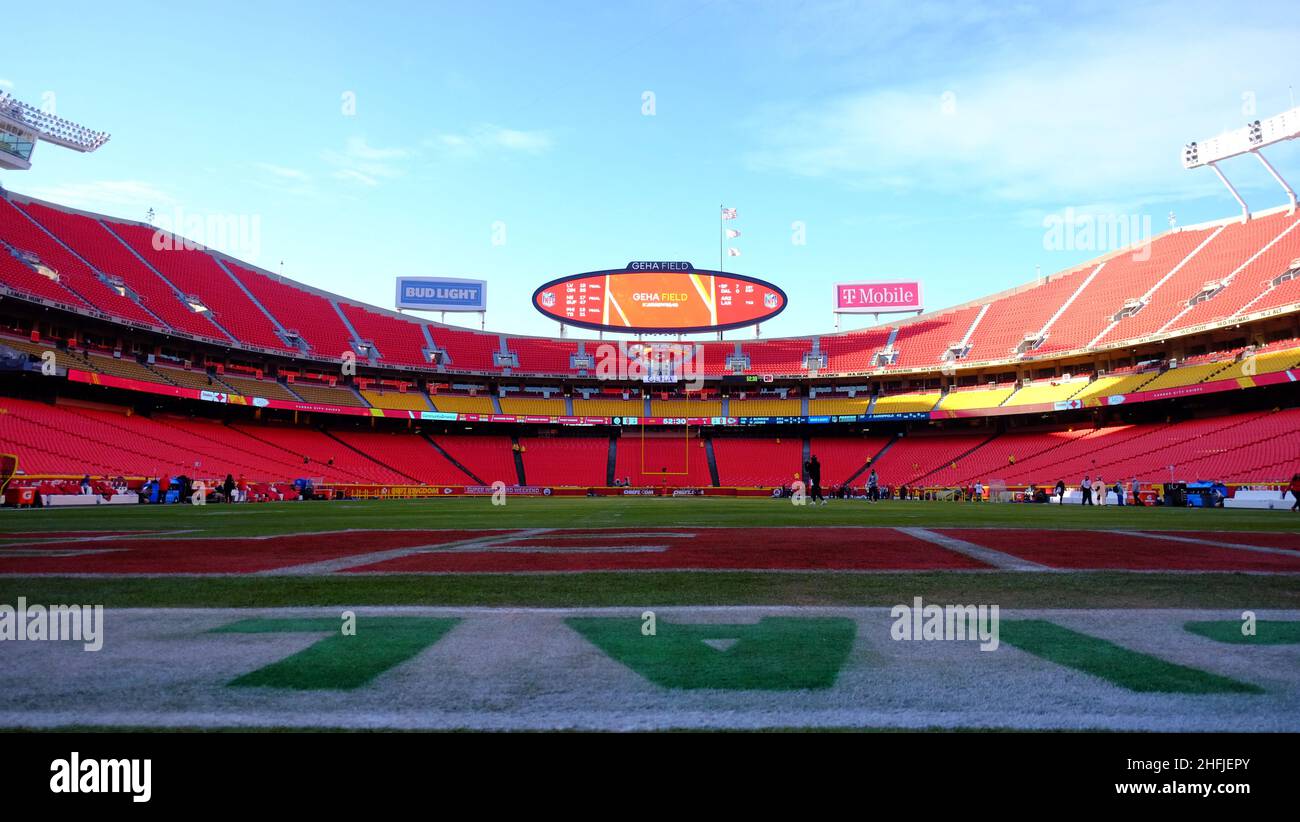 Kansas, MO, USA. 16th Jan, 2022. GEHA Stadium before the Pittsburgh ...