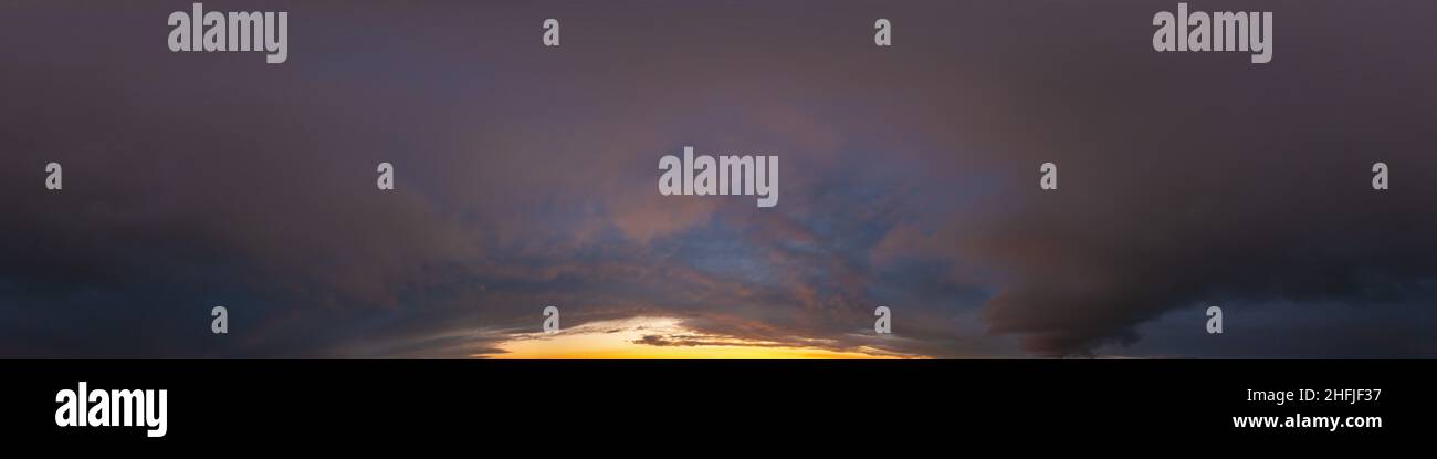 Dramatic sunset sky panorama with Cumulus clouds. Seamless hdr 360 pano ...