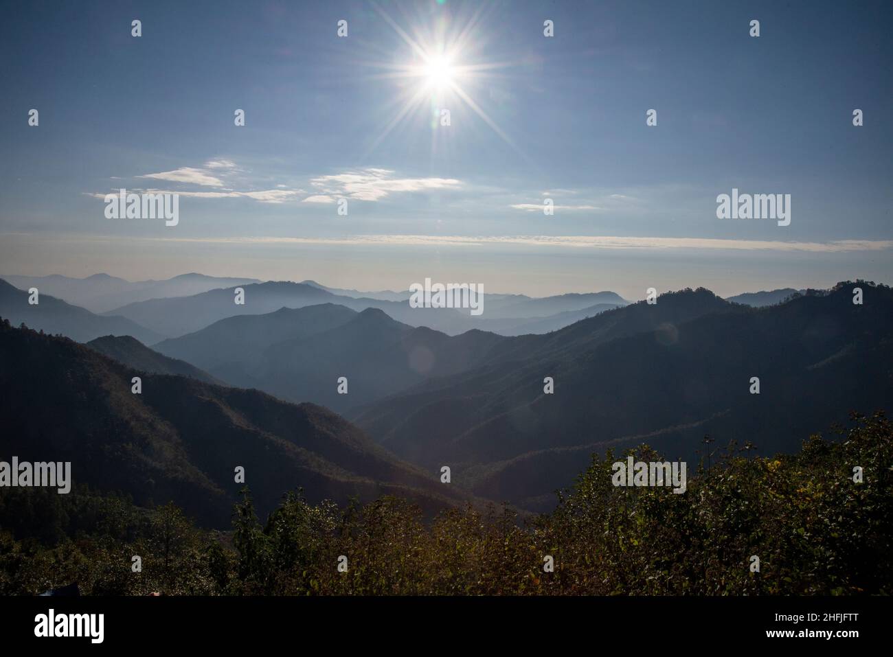 Beautiful landscape sunset mountain range in Myanmar Stock Photo - Alamy