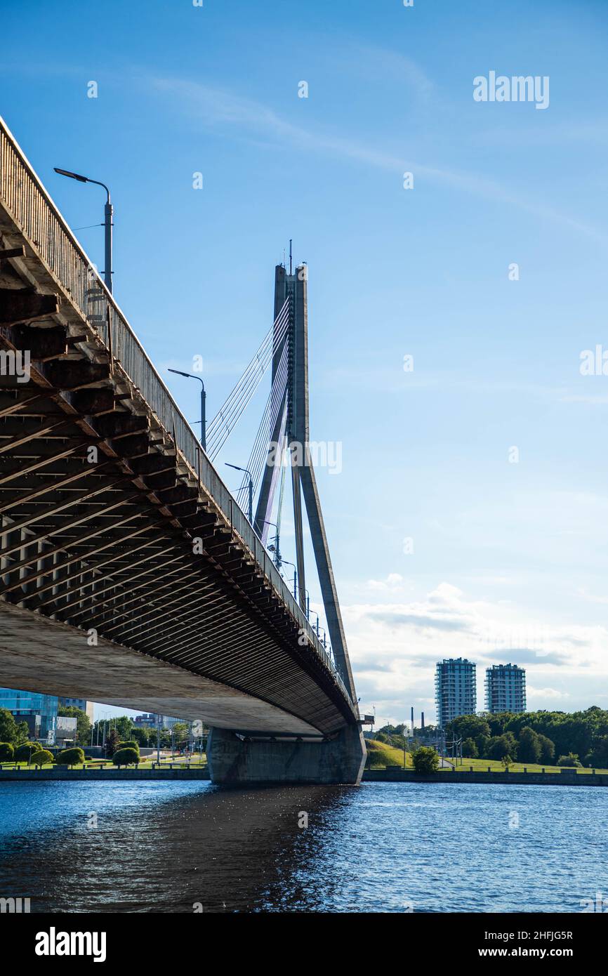 Cable-stayed bridge in Riga, Latvia Stock Photo - Alamy