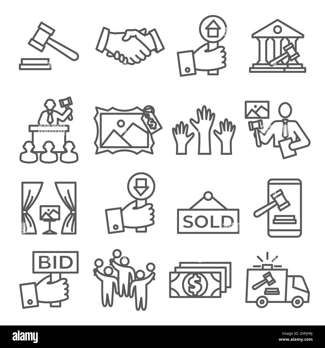 Auction line icons set on white background Stock Vector Image & Art - Alamy