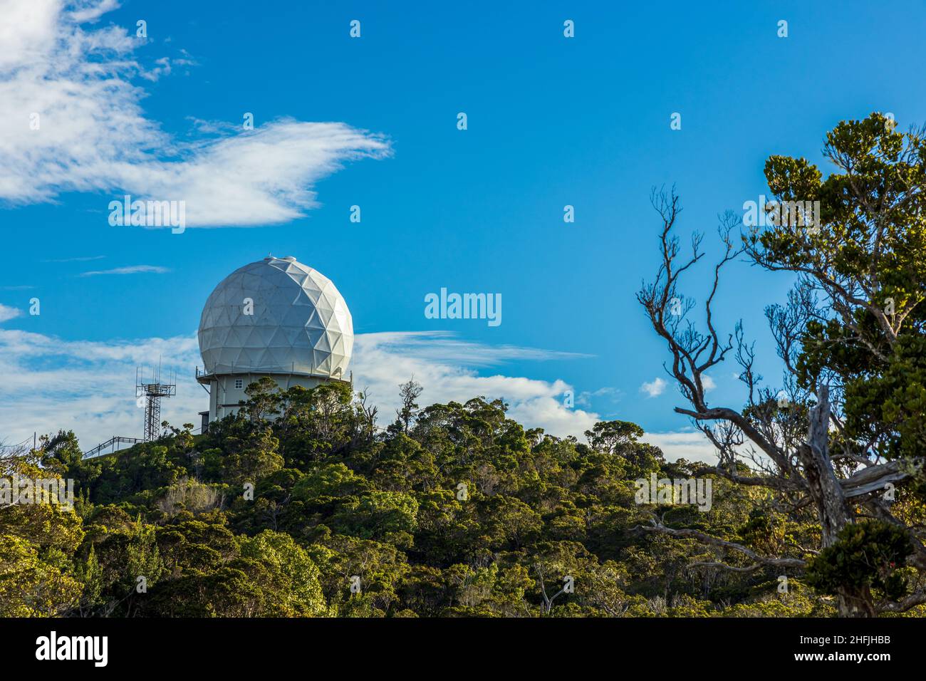 View of Radome geodesic dome on the top of Waimea Canyon on Kauai ...
