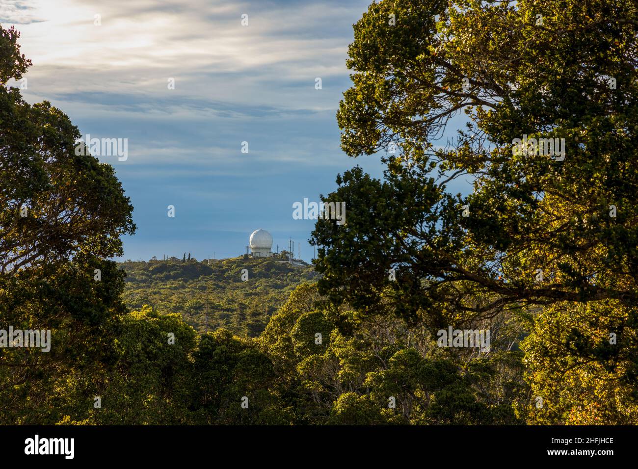 View of Radome geodesic dome on the top of Waimea Canyon on Kauai ...