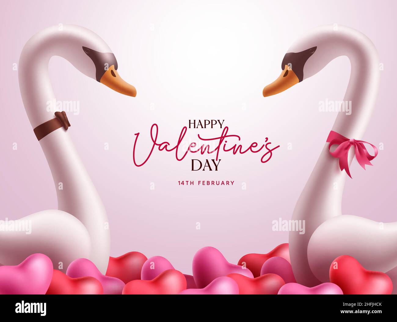 Couple swan characters vector background design. Happy valentine's day ...