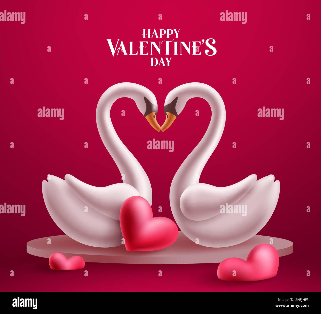 Couple swan characters vector background design. Happy valentine's day ...