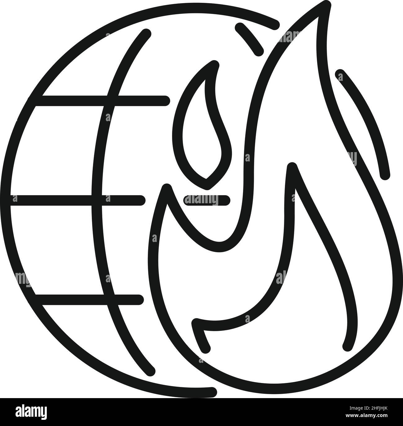 Planet warming icon outline vector. Global climate. Eco disaster Stock ...