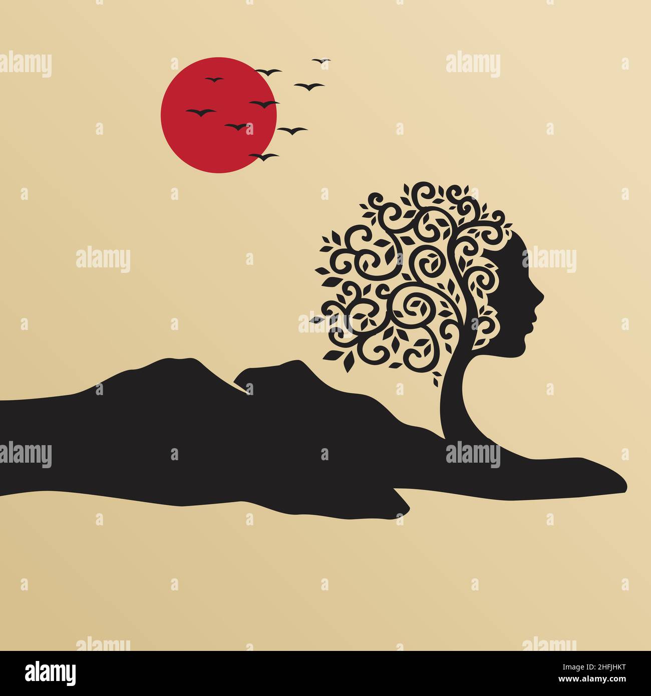 silhouette of a female tree Stock Vector Image & Art - Alamy