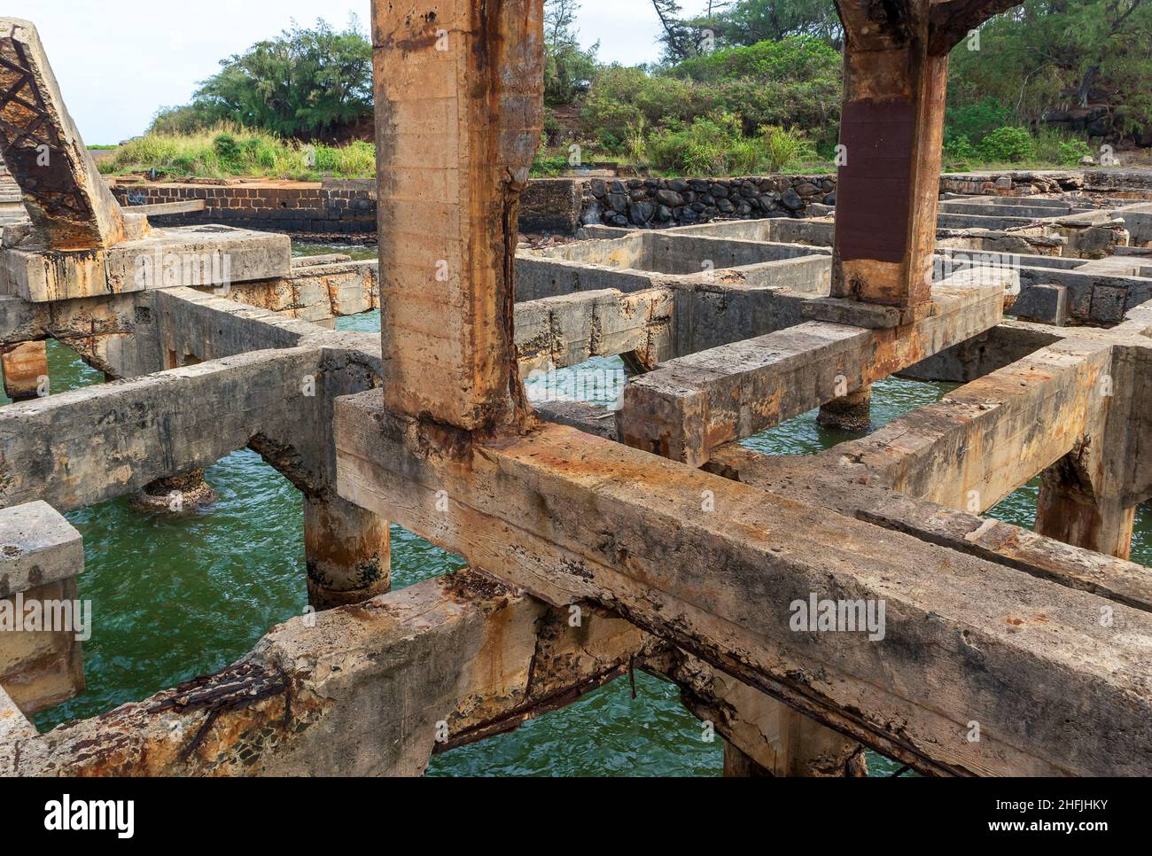 Remnants of the dock at Ahukini Recreational Pier State Park on Kauai ...