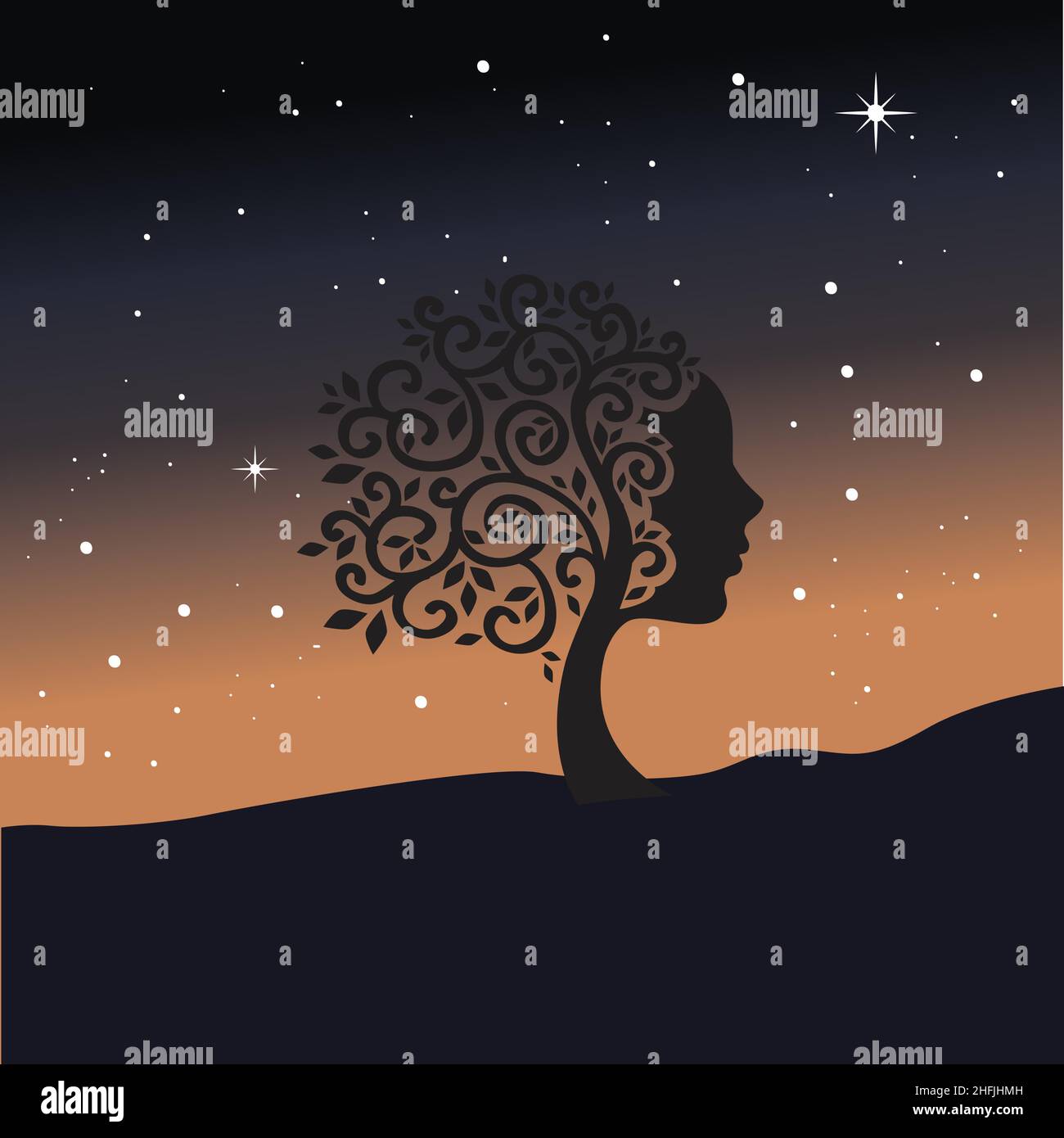 silhouette of a female tree Stock Vector Image & Art - Alamy