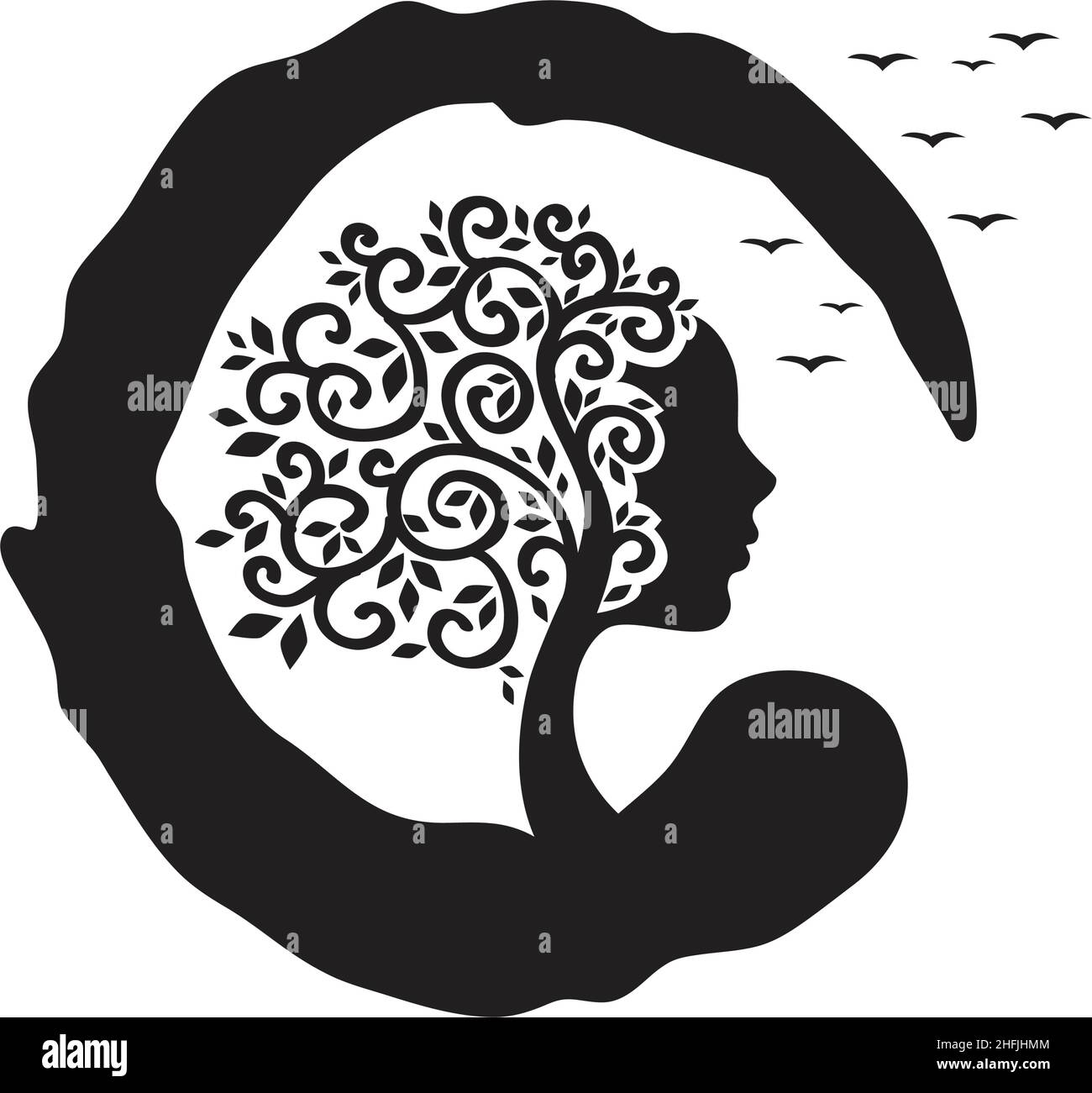 silhouette of a female tree Stock Vector Image & Art - Alamy