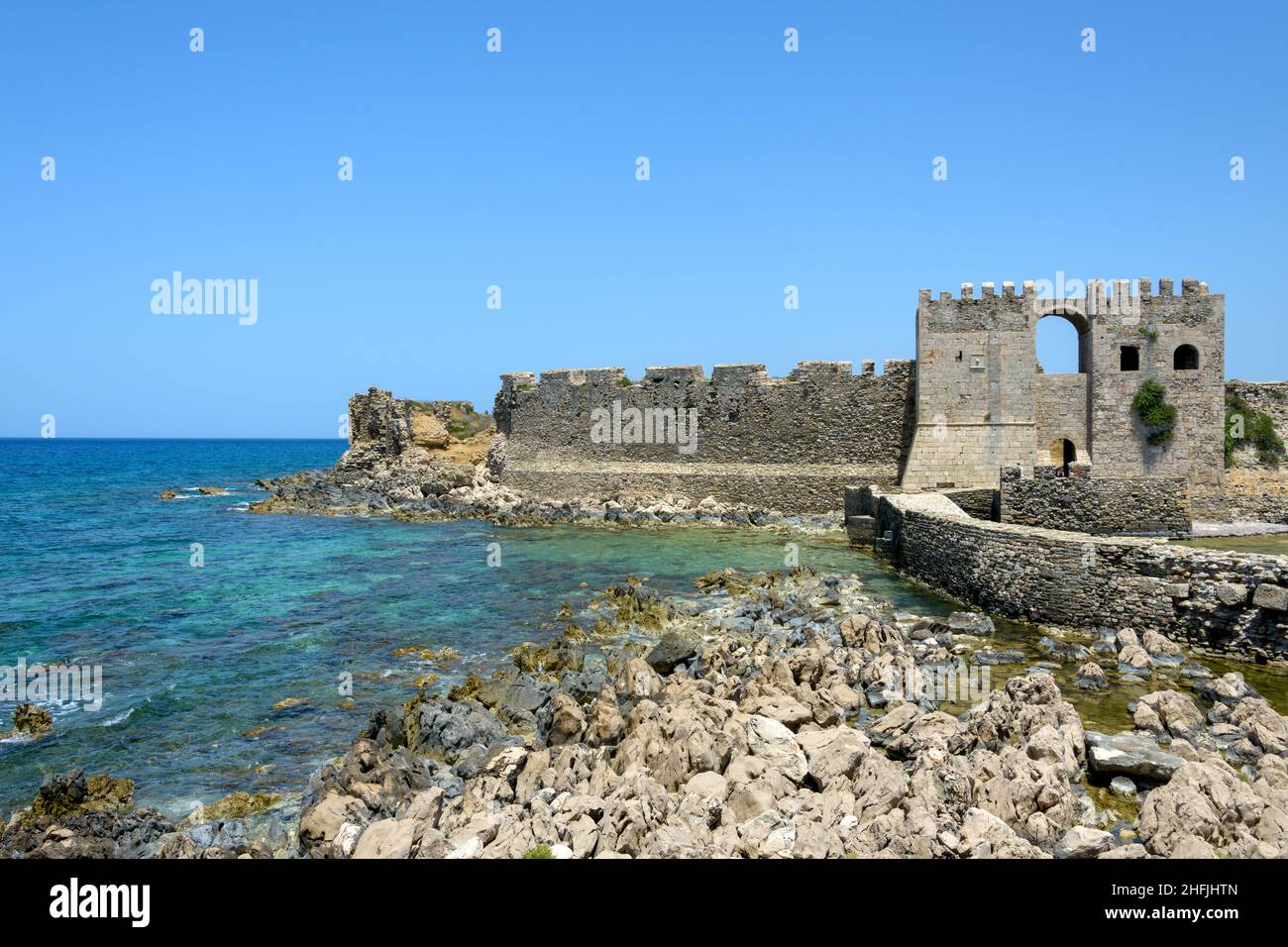 Inside the preserved Castle of Methoni in Peloponnese, Greece Stock ...