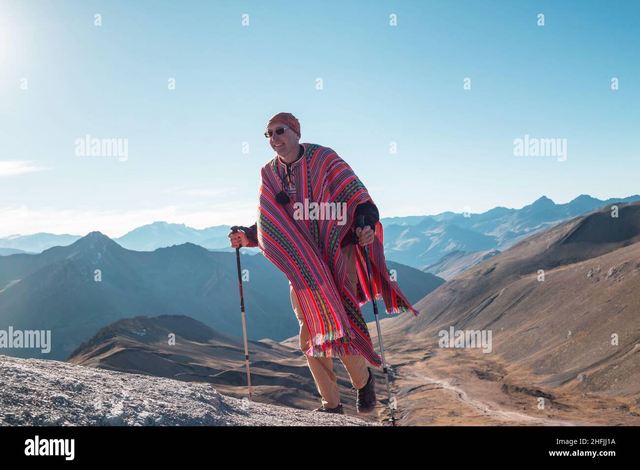 Hiking scene in Cordillera mountains, Peru Stock Photo - Alamy