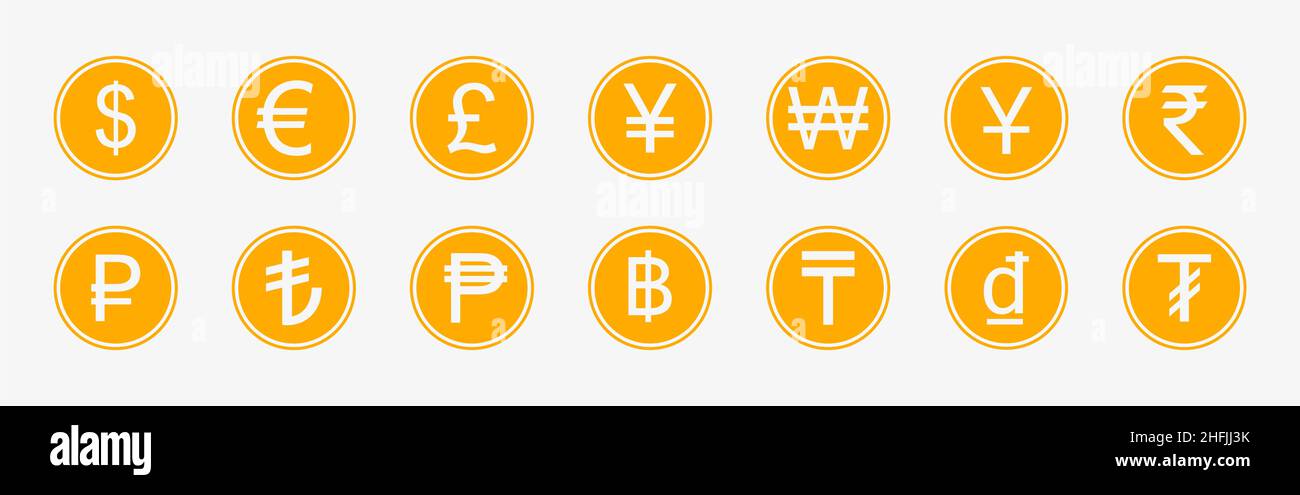 Vector golden coins with various currency symbols Stock Vector Image ...