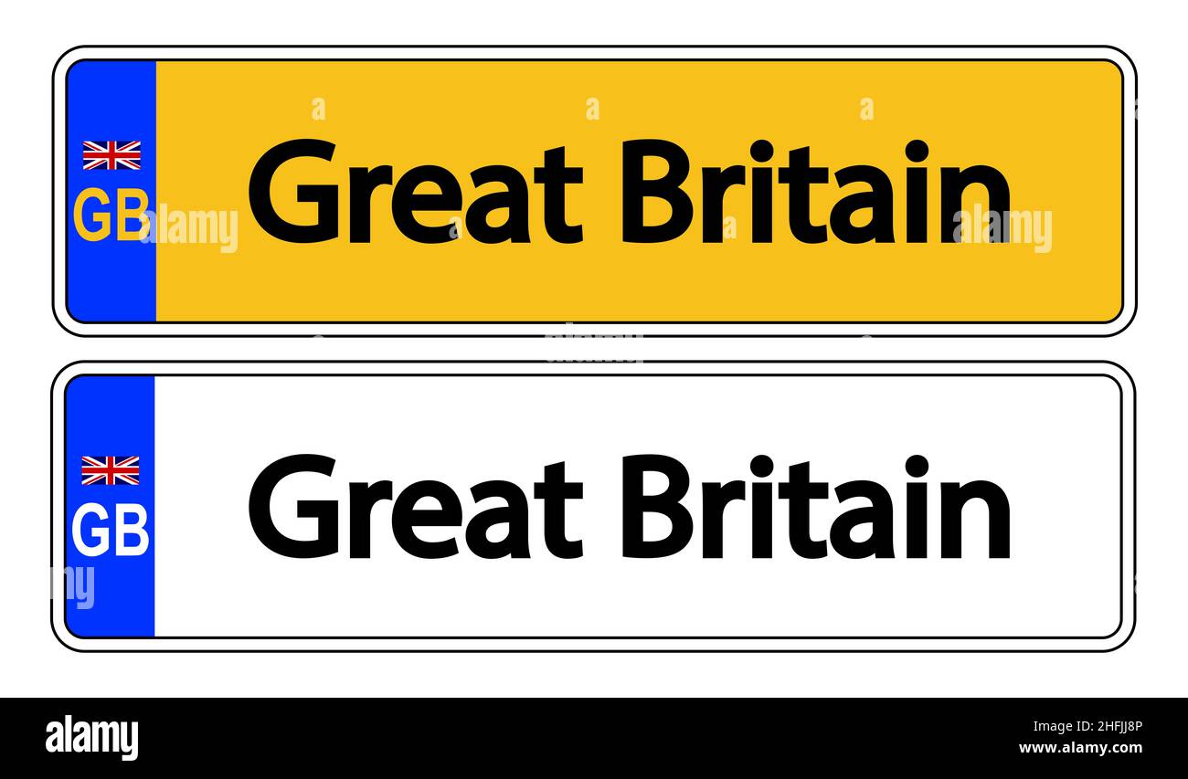 The UK GB none EU number plate front and rear over a white background ...