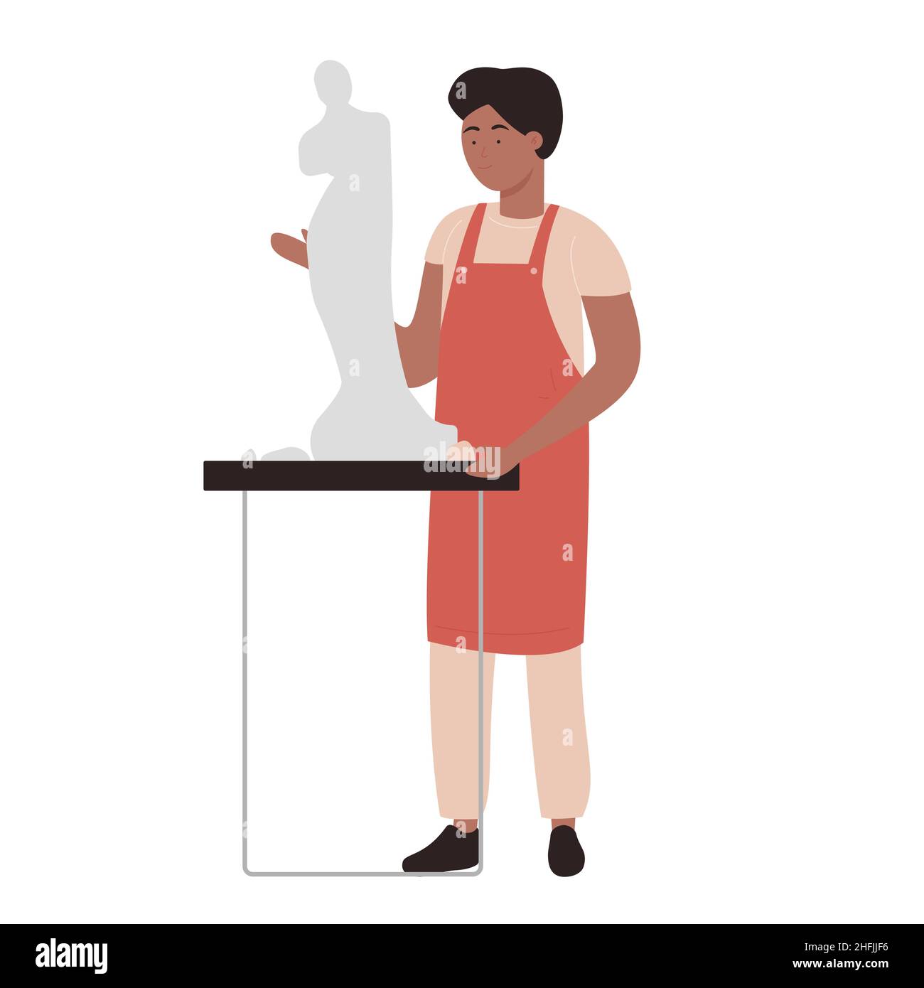 Sculptur working on carving and shaping material. Creative artist ...