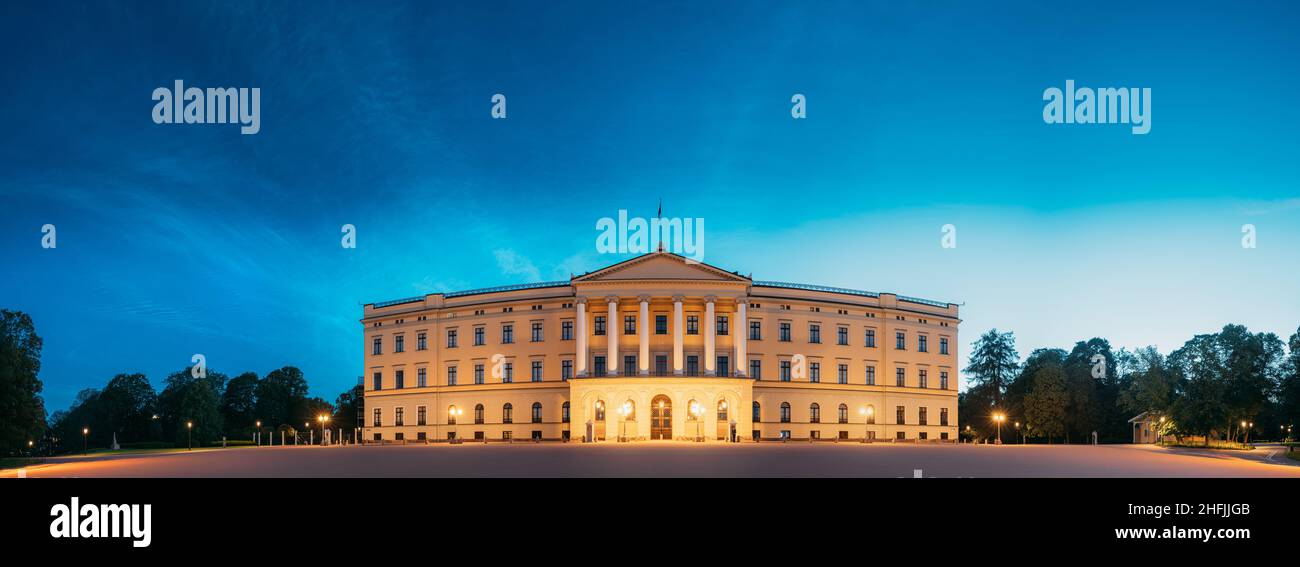 Oslo, Norway. Royal Palace - Det Kongelige Slott In Summer Evening ...