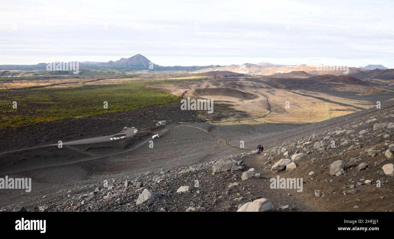 Small crater next to the huge Hverfjall crater in Iceland Stock Photo ...