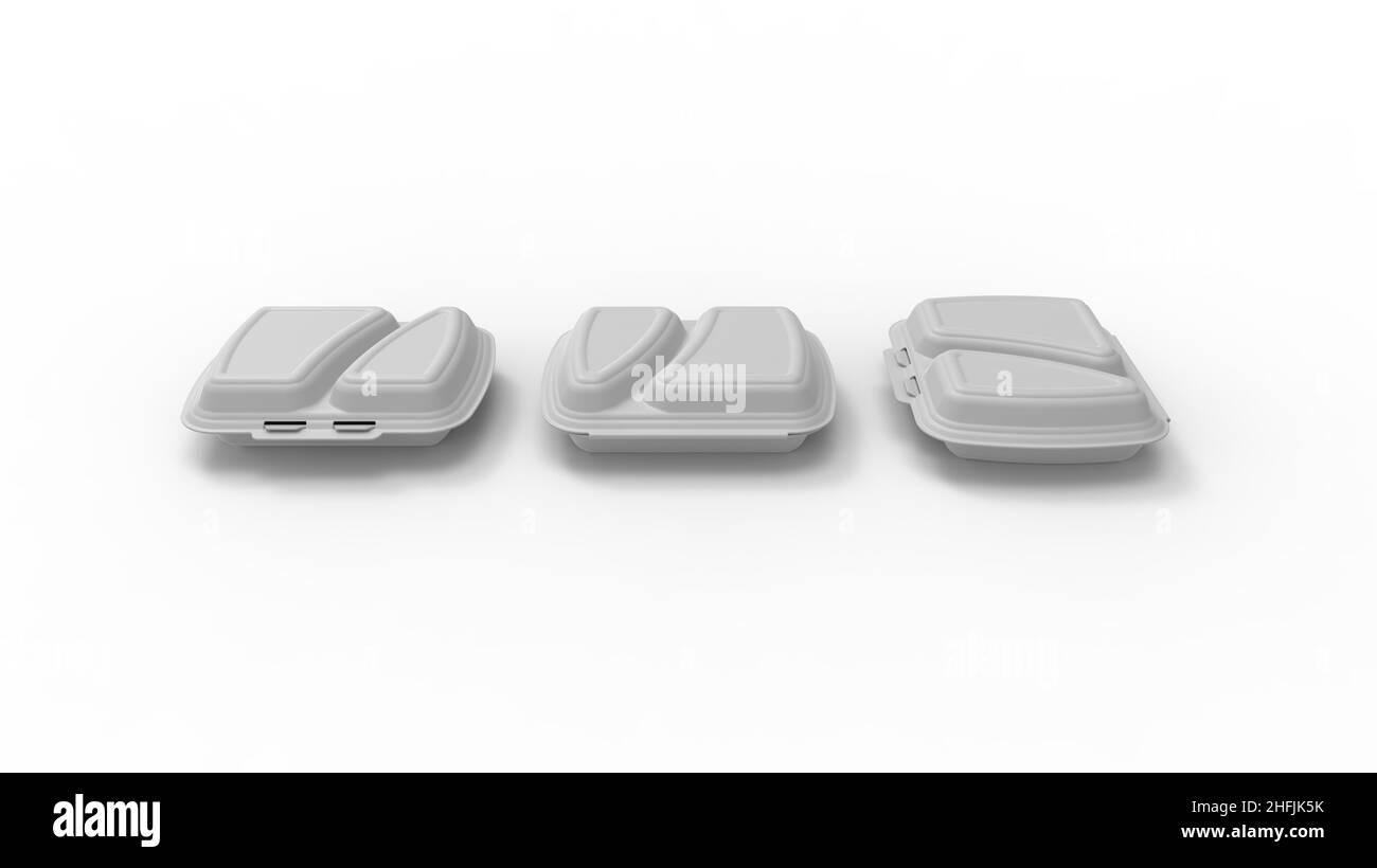 3D rendering of a design mockup template of a styrofoam food tray ...