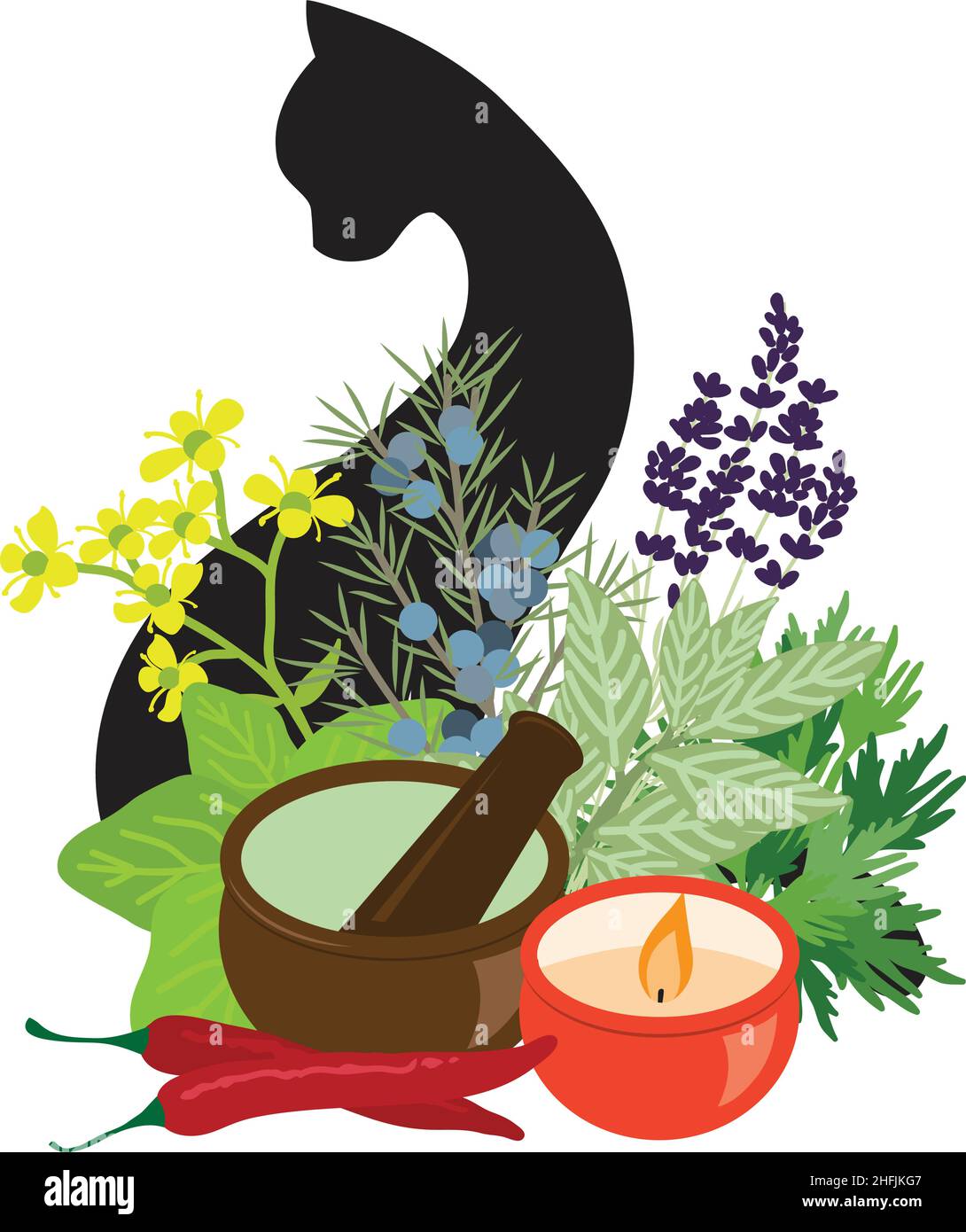 cat with magical plants Stock Vector Image & Art - Alamy