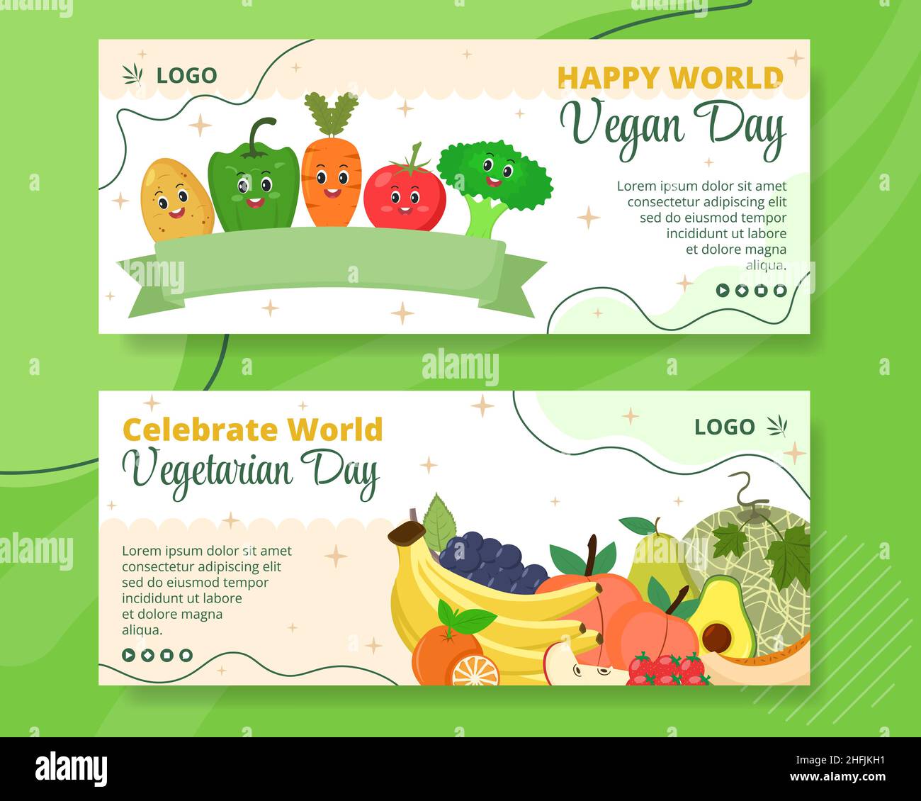 World Vegetarian Day Banner Template Flat Design Illustration Editable ...