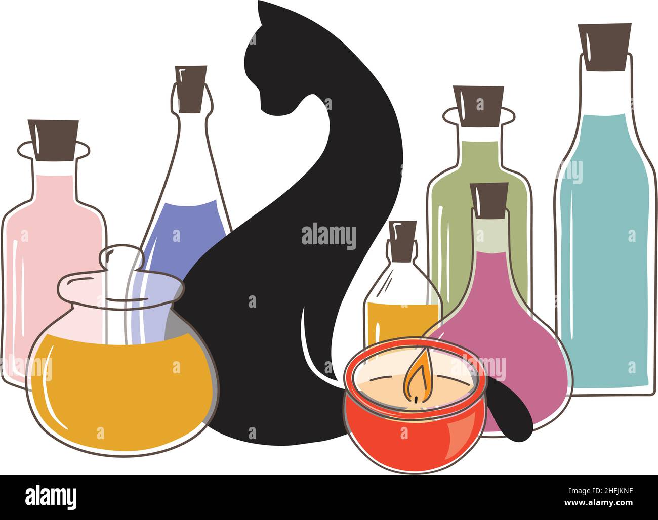 cat with old fashion apothecary jars Stock Vector Image & Art - Alamy