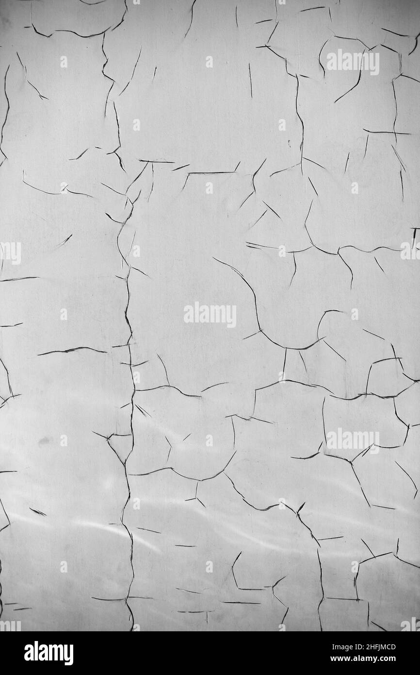 Whitewashed plaster wall with small cracks forming a bizarre pattern ...