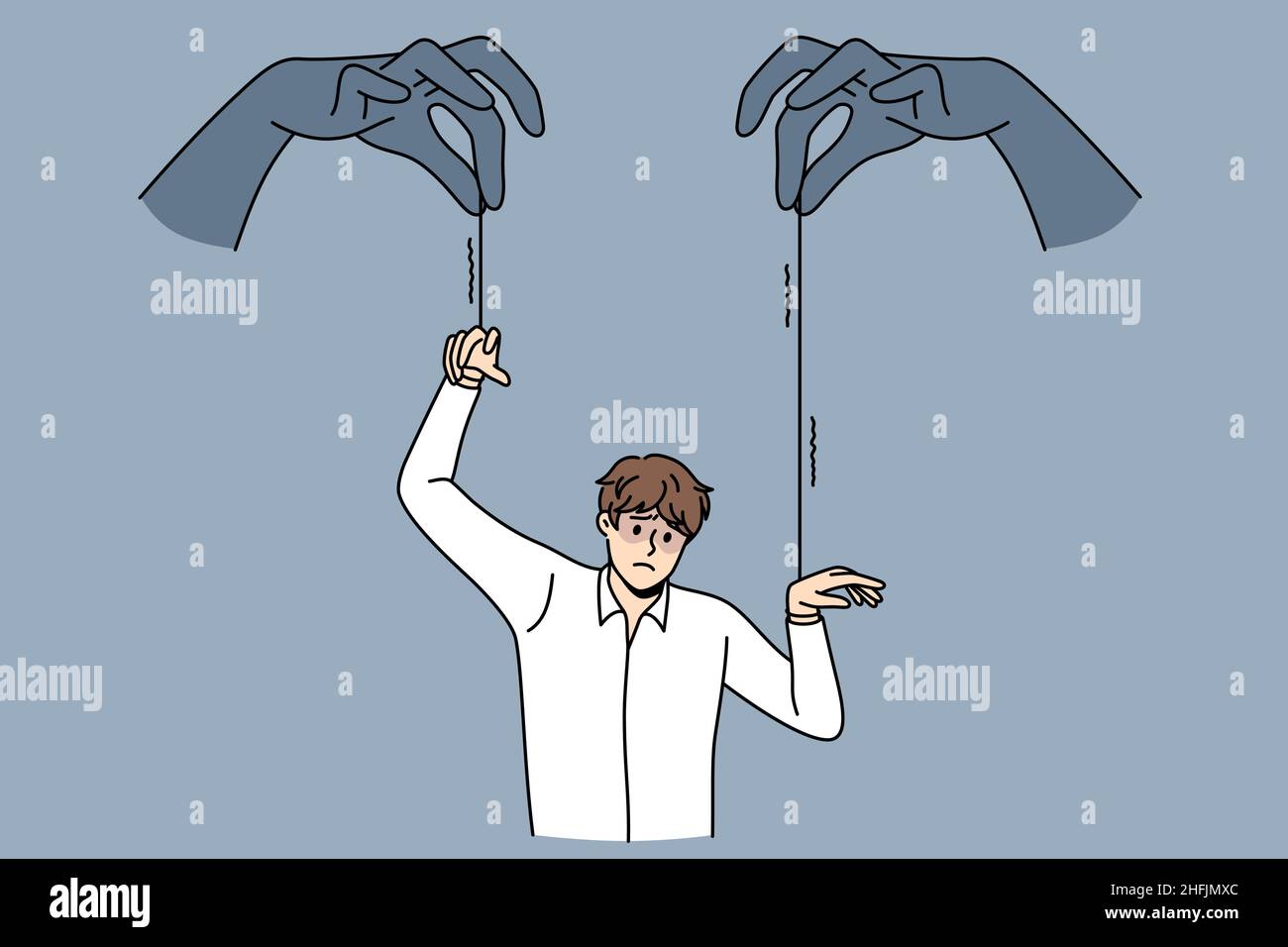 Influence pressure and marionette concept. Human hands with threads ...