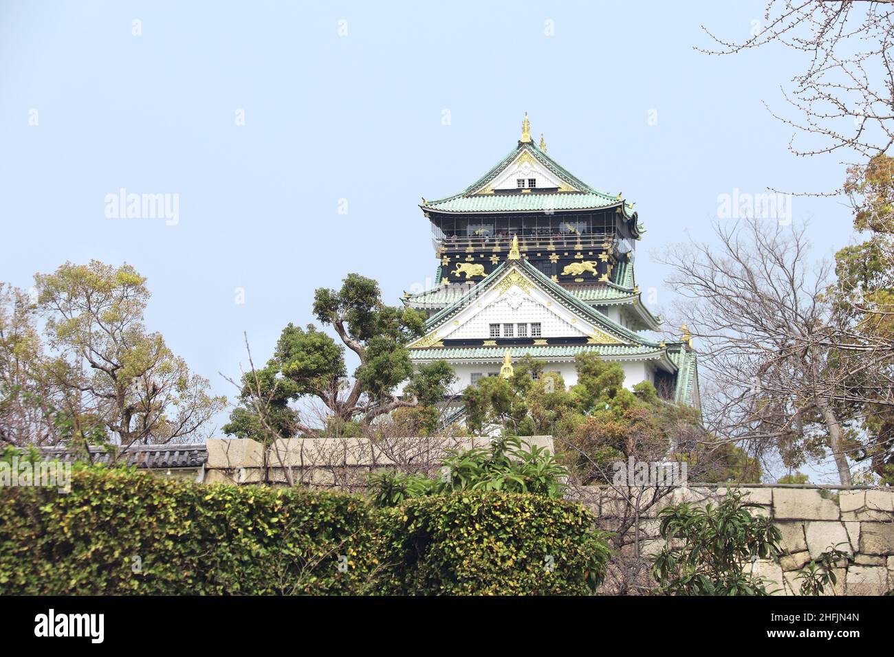 Osaka castle, Japanese ancient castle in Osaka, Japan. UNESCO world ...