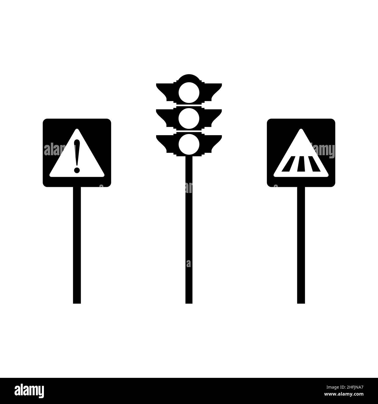 Set of road signs isolated on white background, flat vector ...