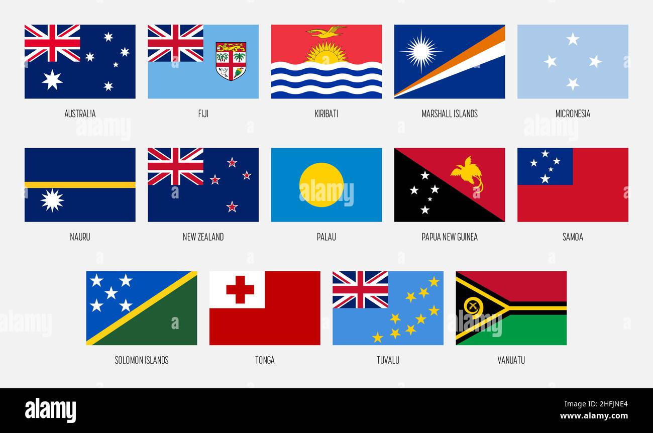 Australia and Oceania vector national flag collection Stock Vector ...