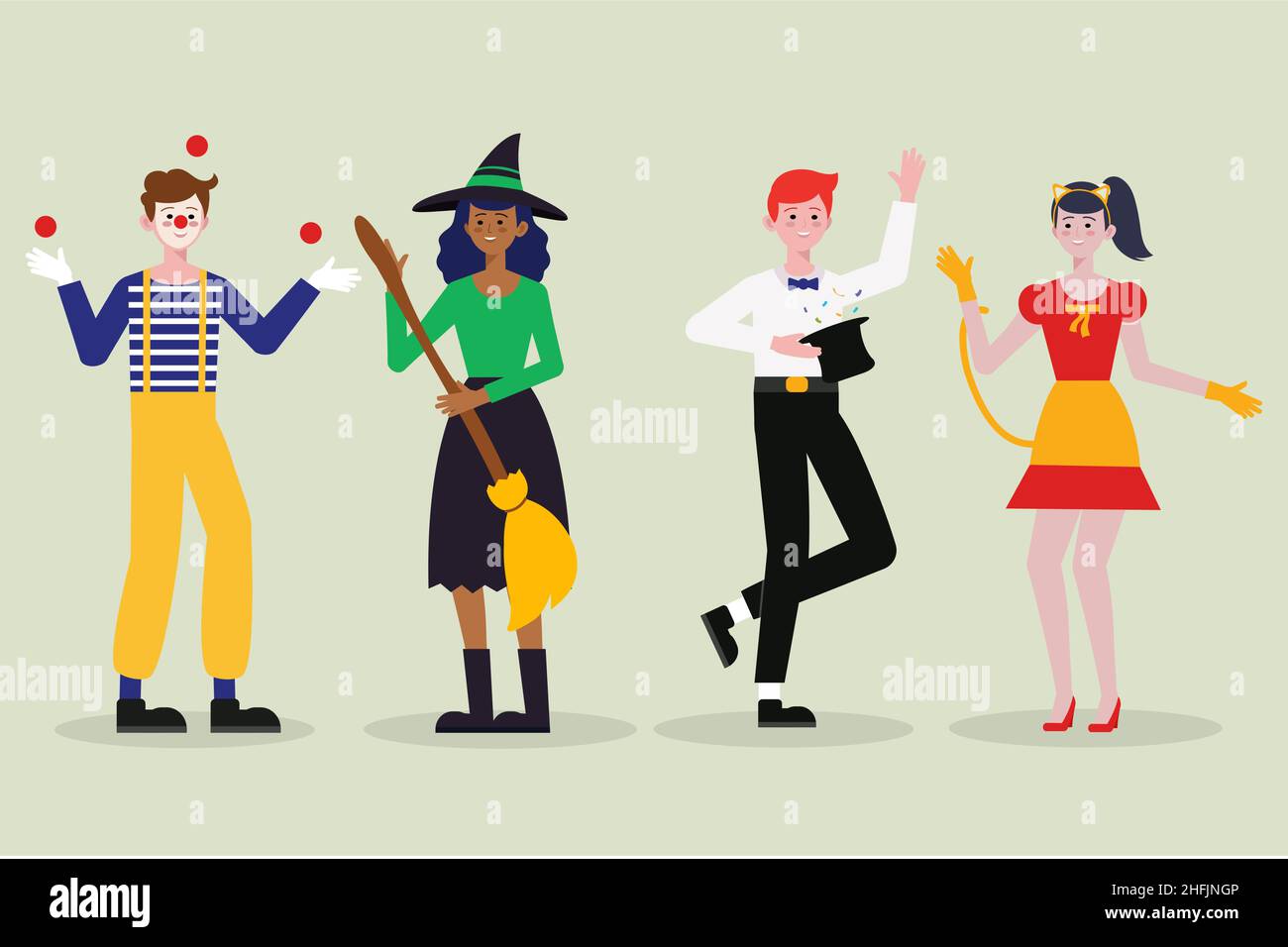 Flat carnival costumes set Vector illustration Stock Vector Image & Art ...