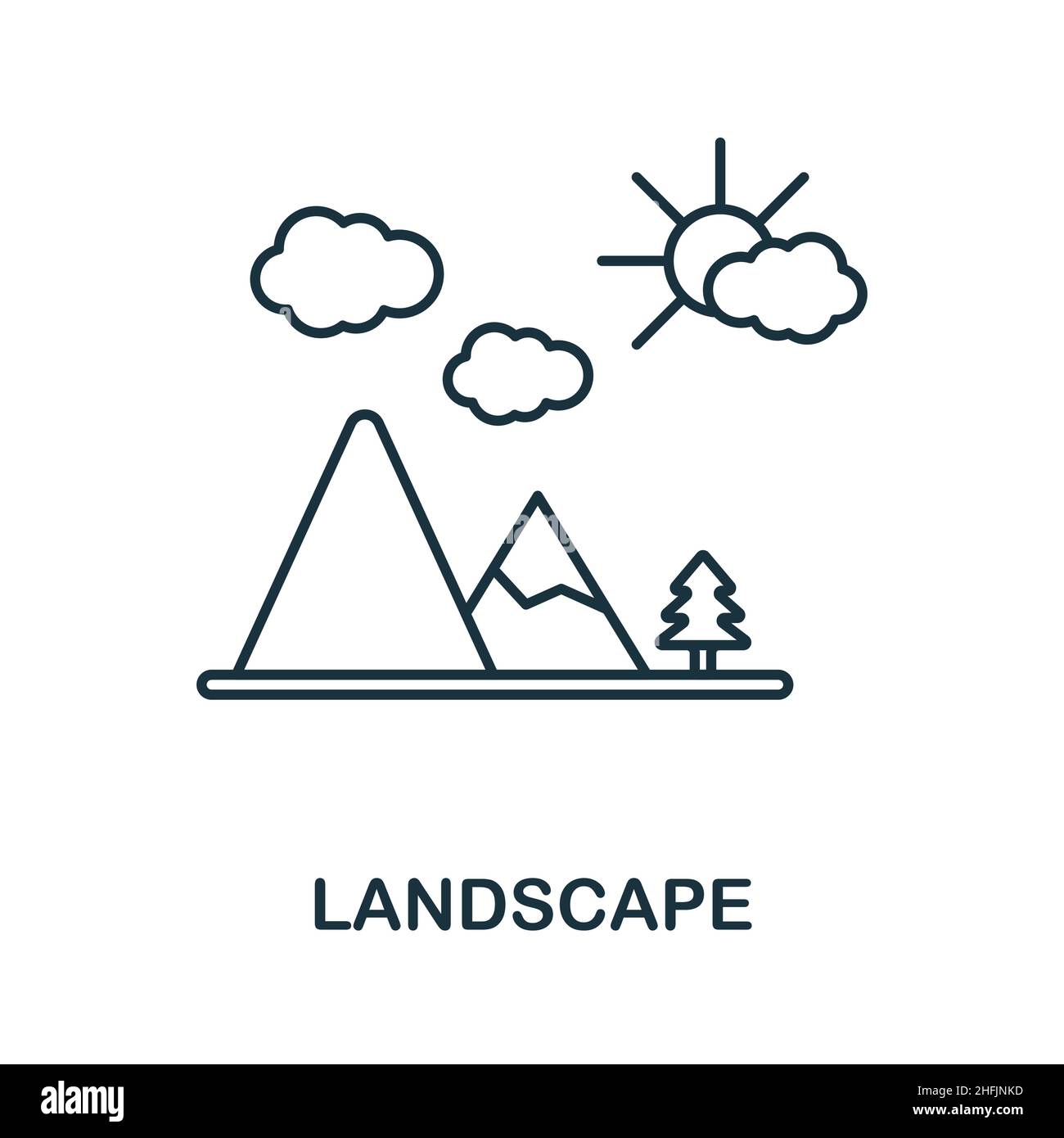 Landscape icon. Line element from farming collection. Linear Landscape ...