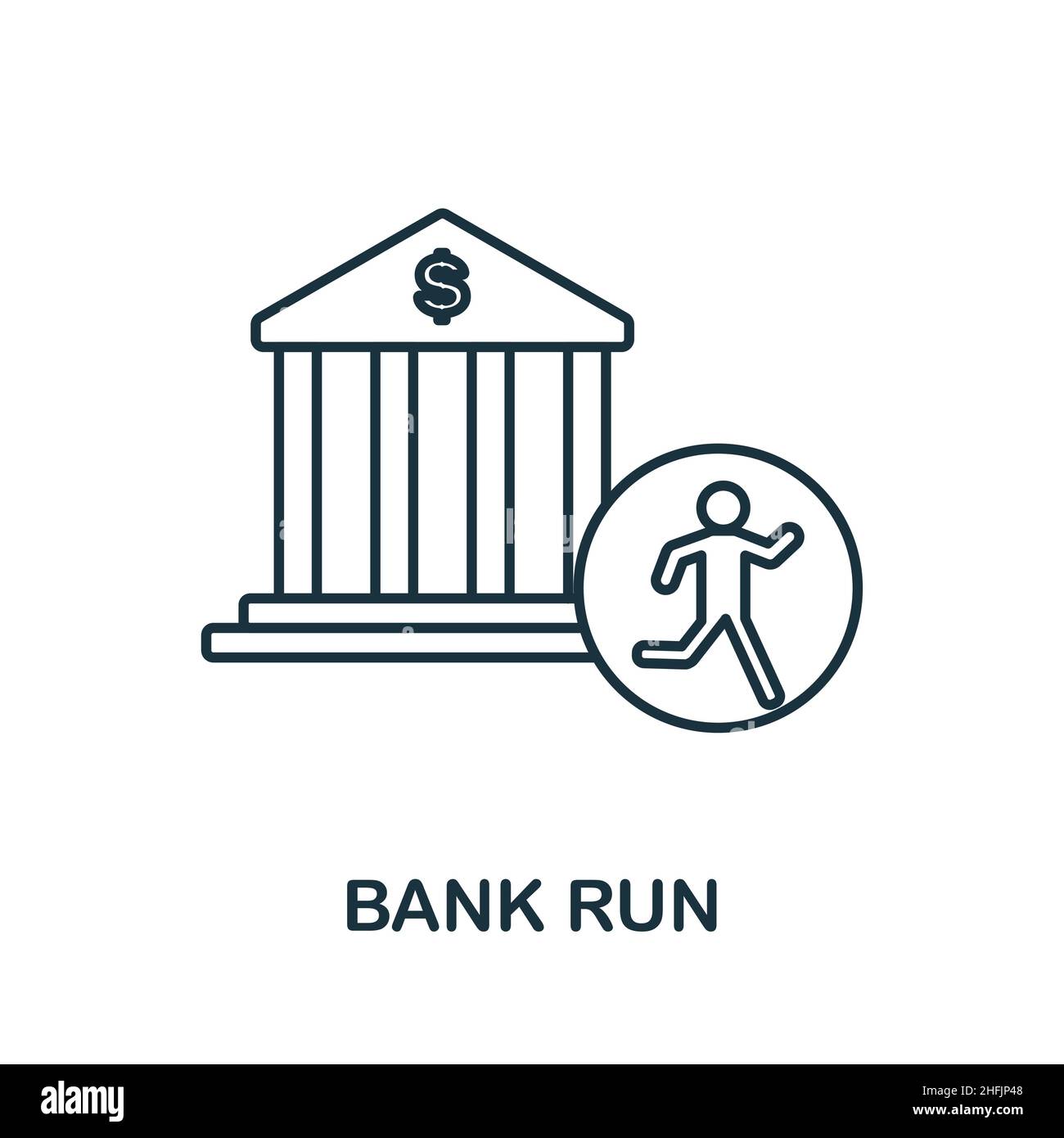 Bank Run icon. Line element from economic crisis collection. Linear ...