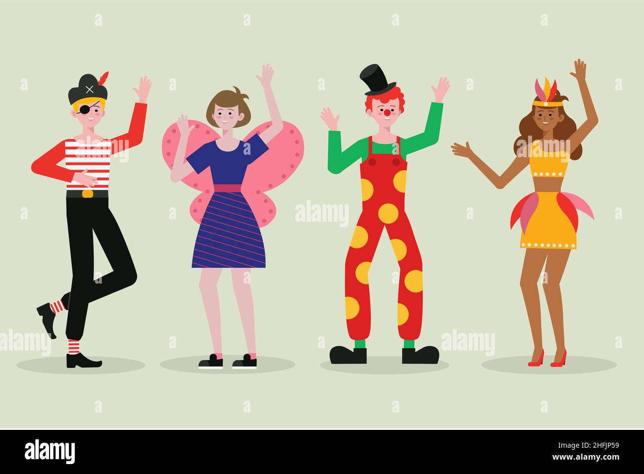 Flat carnival costumes set Vector illustration Stock Vector Image & Art ...