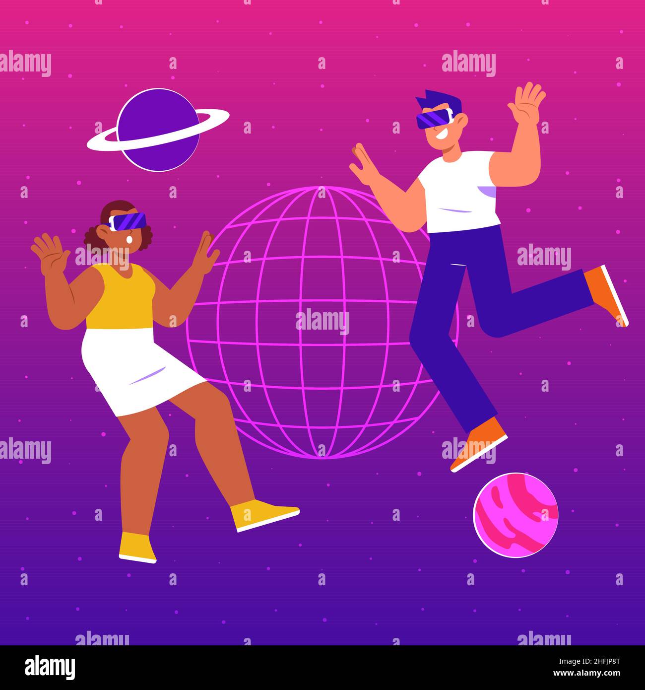 Hand drawn flat design metaverse illustration Vector illustration Stock ...