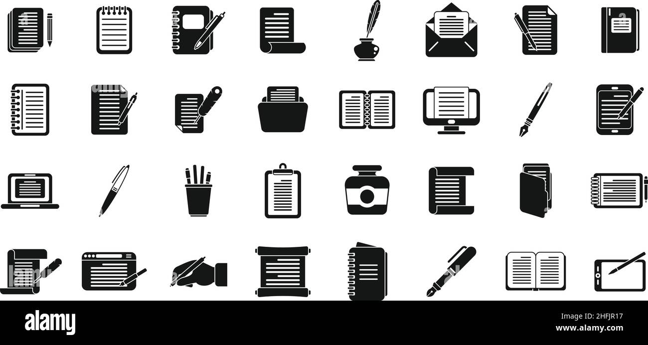 Writing icons set simple vector. Letter write. Self message Stock ...