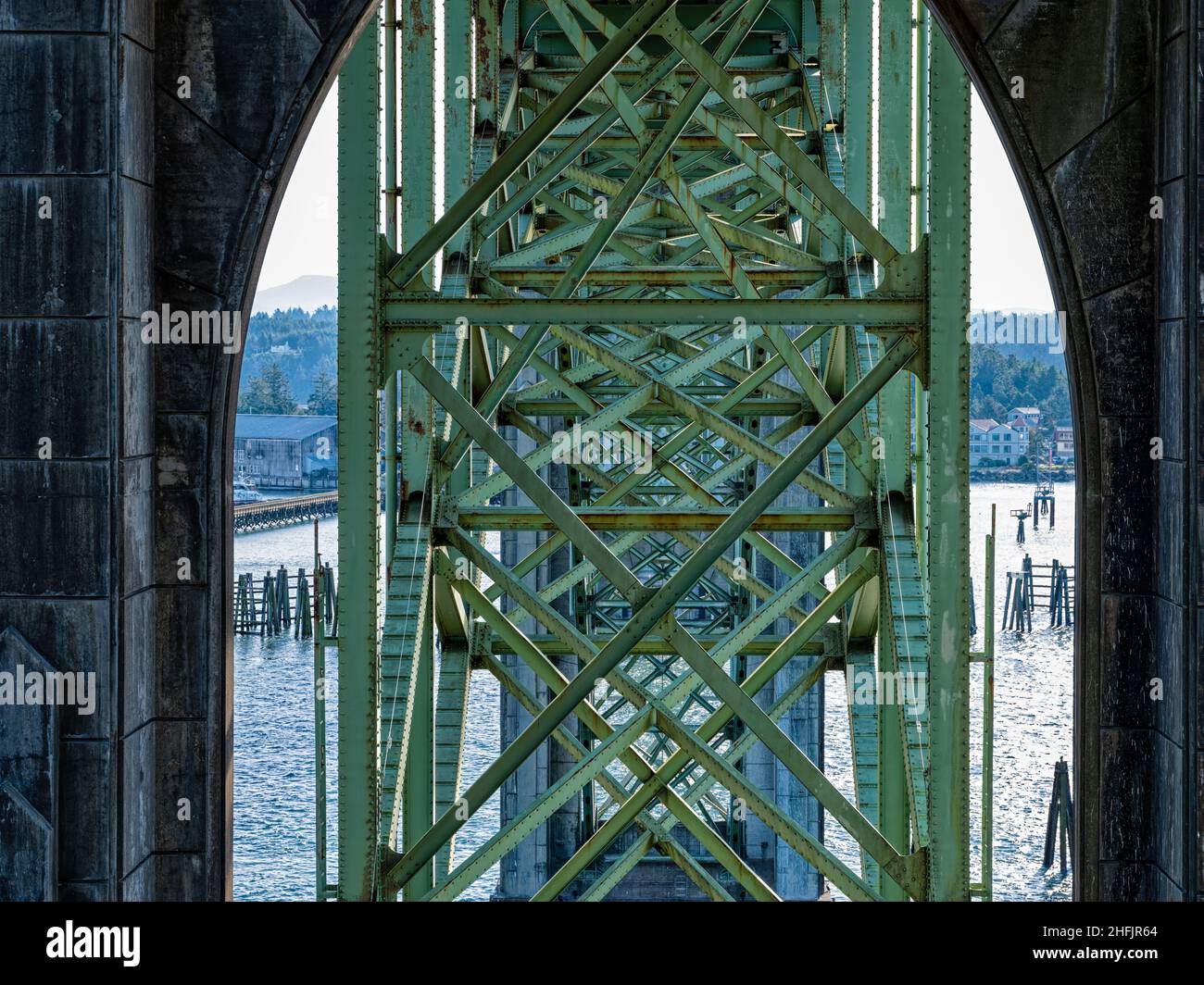 Detail of the lower arch underneath the north side of the Yaquina Bay ...