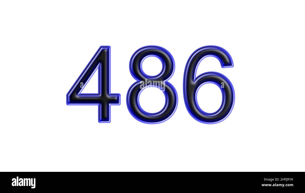 blue 486 number 3d effect white background Stock Photo - Alamy