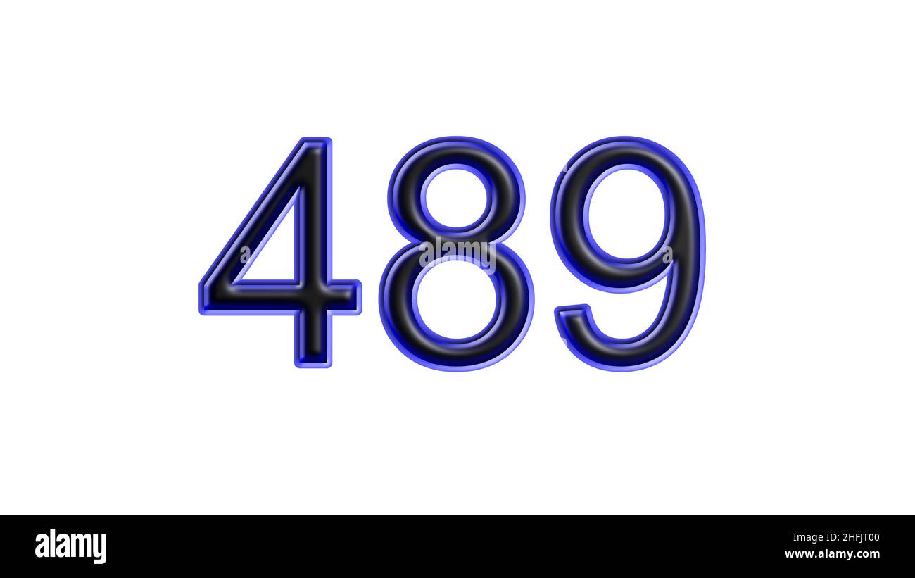 blue 489 number 3d effect white background Stock Photo - Alamy