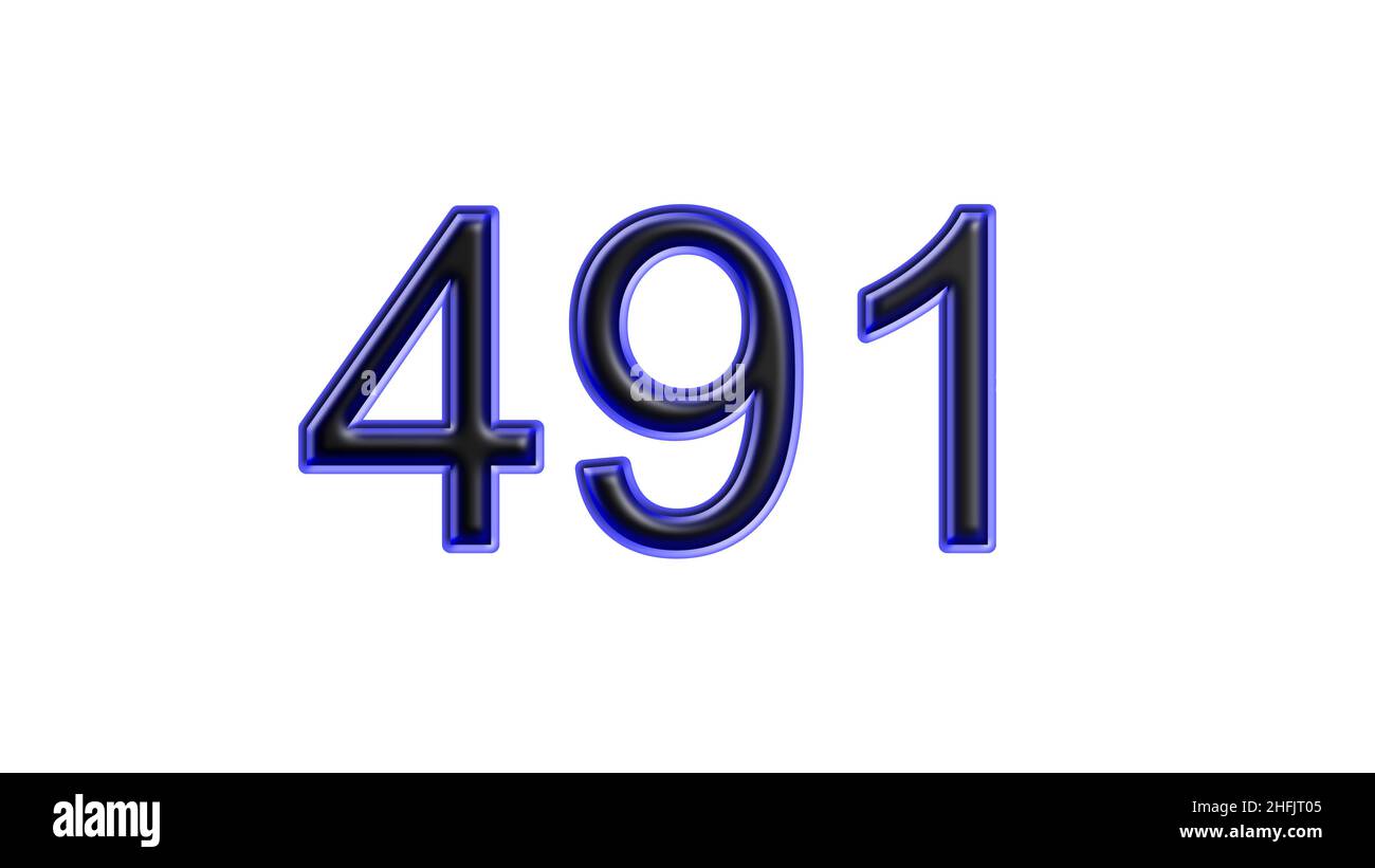 blue 491 number 3d effect white background Stock Photo - Alamy