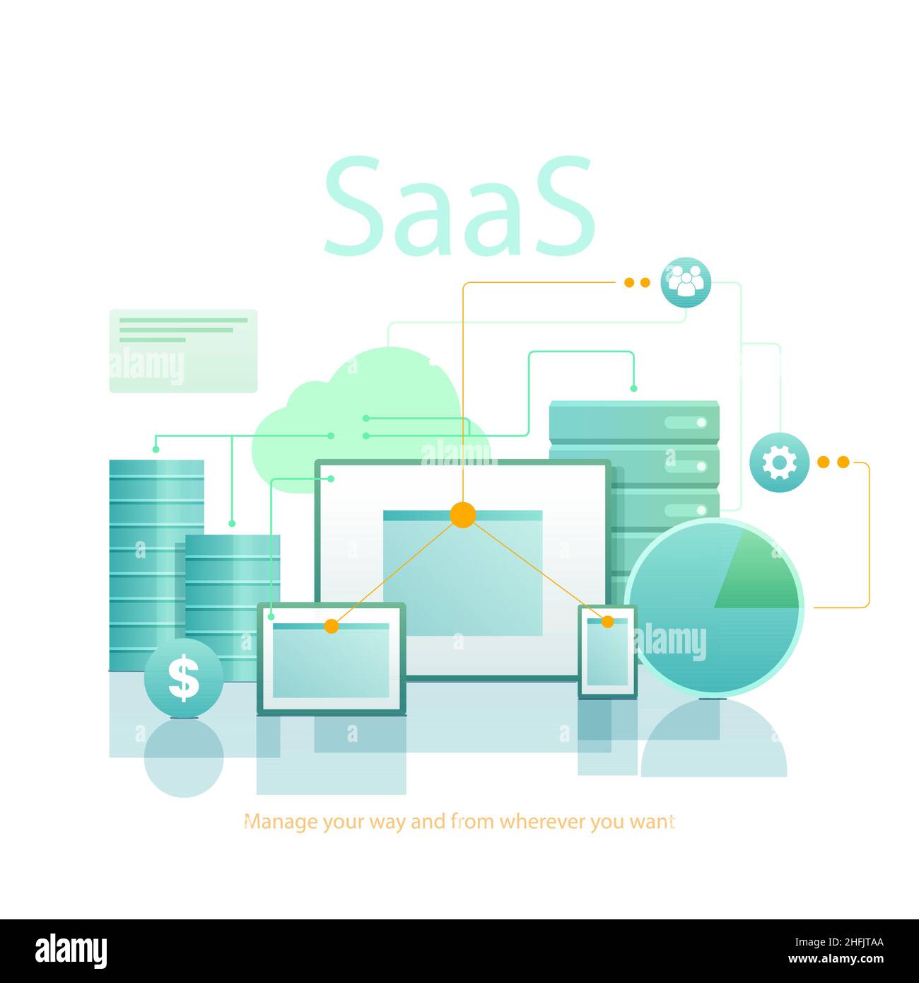 Hand drawn flat design saas illustration Vector illustration Stock ...