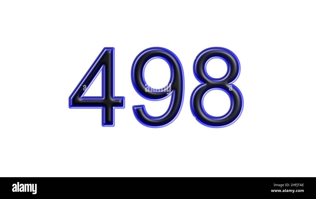 blue 498 number 3d effect white background Stock Photo - Alamy