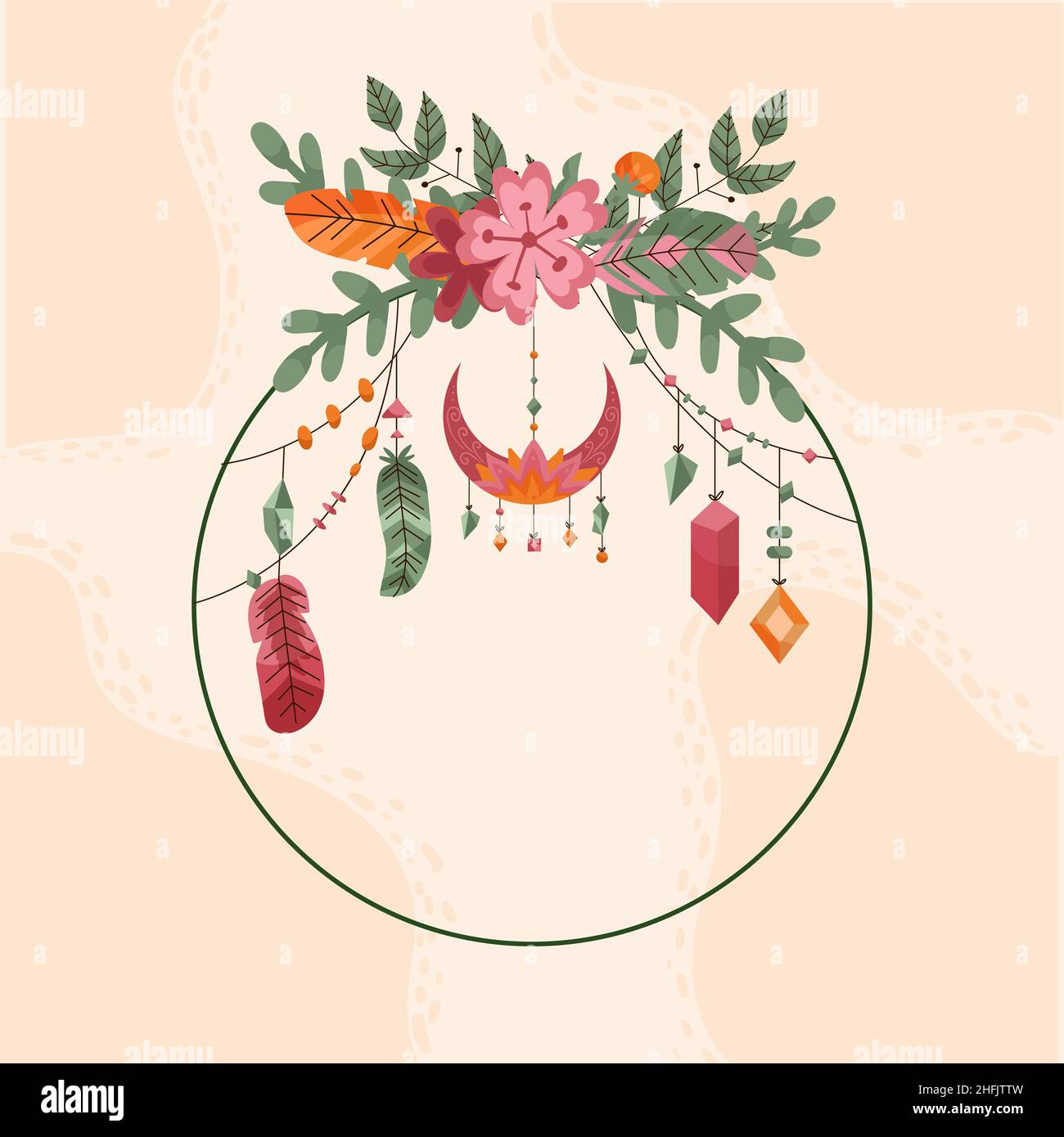 Hand drawn flat design boho frame Vector illustration Stock Vector ...