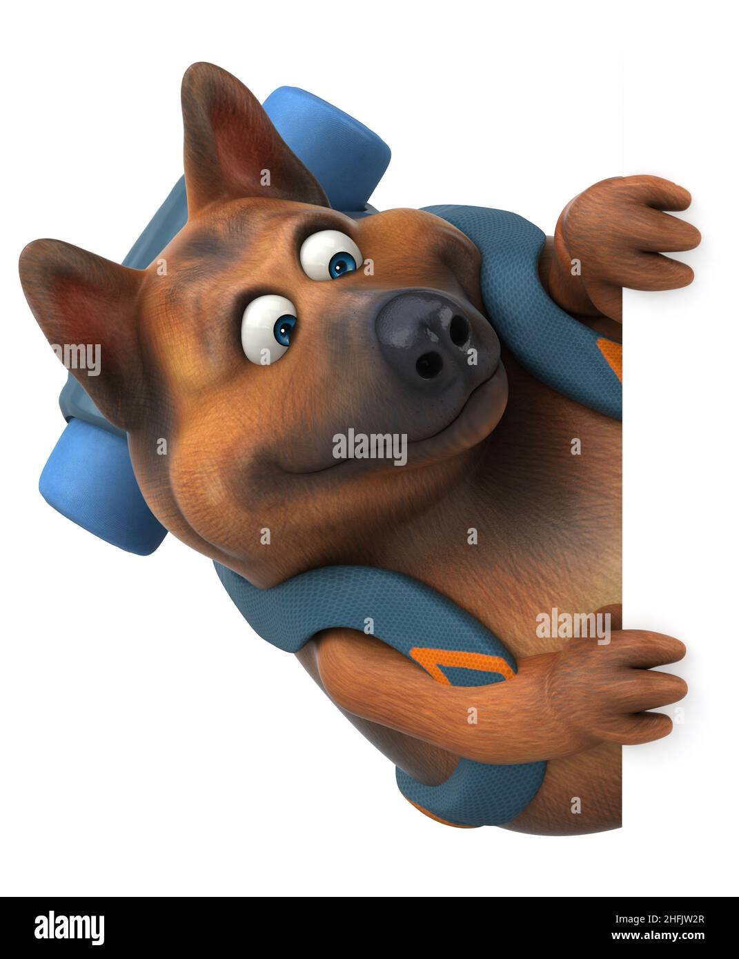 Fun backpacker german shepherd dog cartoon character Stock Photo - Alamy
