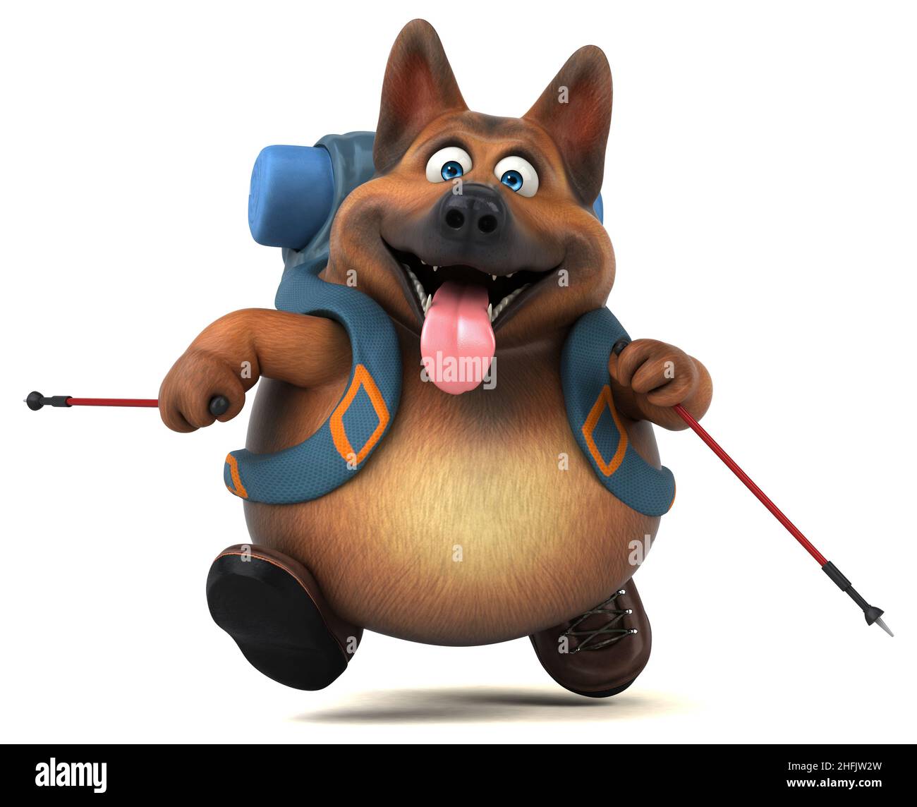 Fun backpacker german shepherd dog cartoon character Stock Photo - Alamy