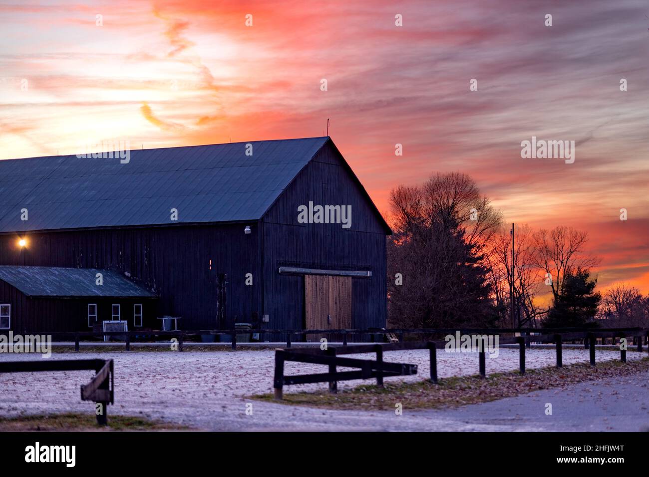 Horse Barn at sunset Stock Photo - Alamy