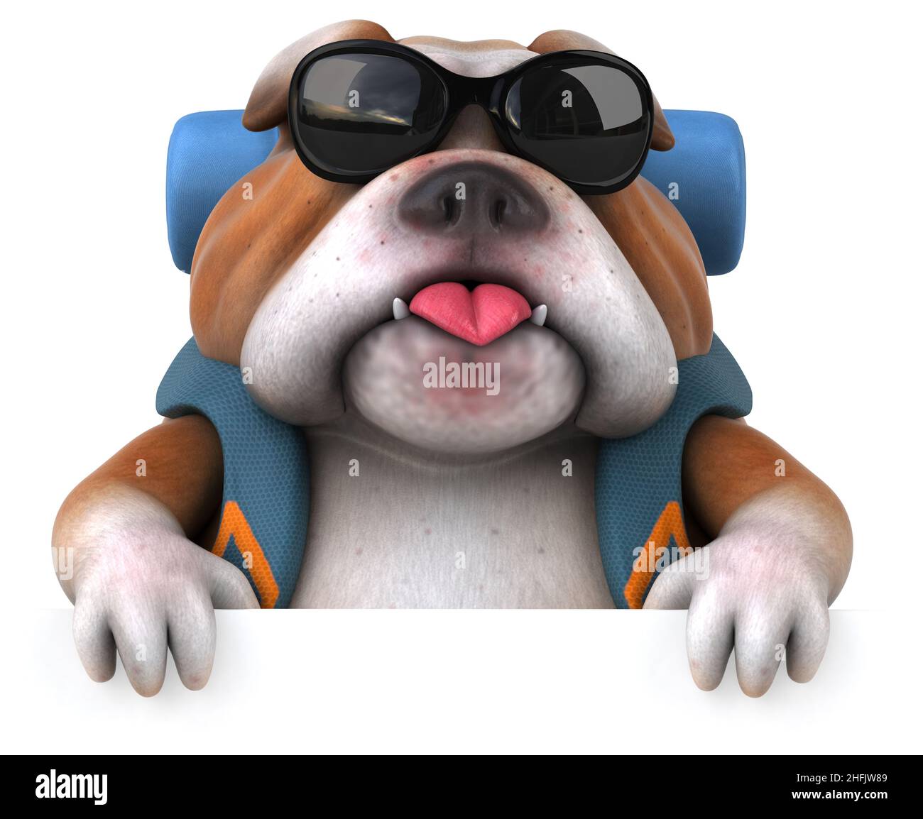 Fun backpacker bulldog cartoon character Stock Photo - Alamy