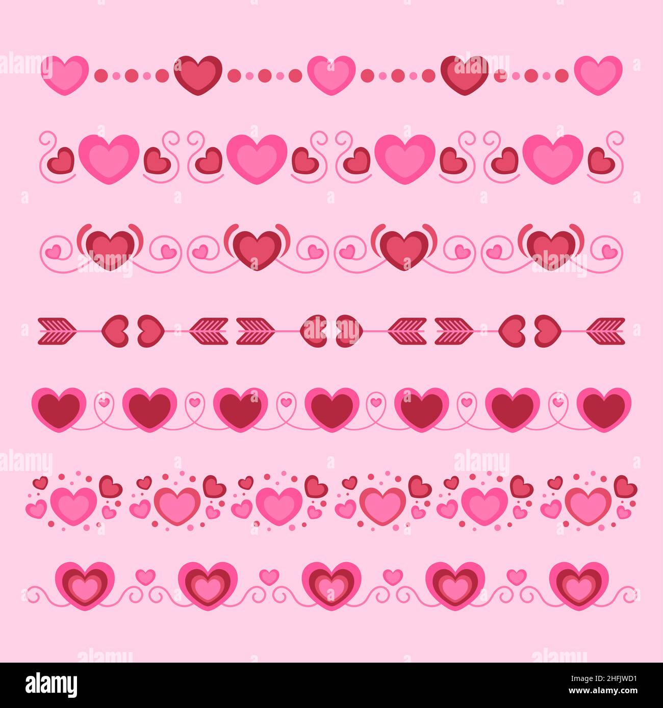 Hand drawn hearts border and frame design Vector illustration Stock ...