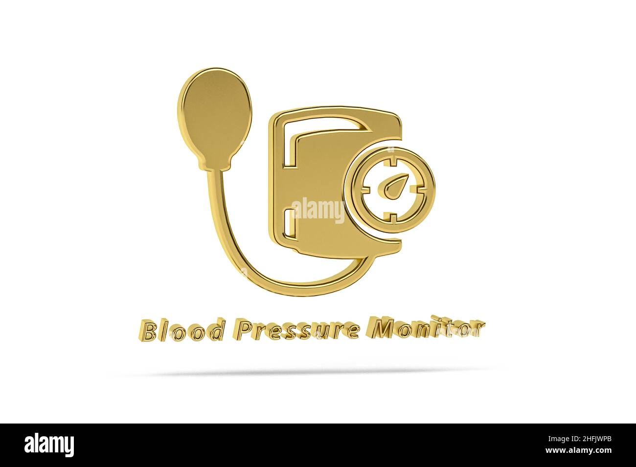 Golden 3d blood pressure monitor icon isolated on white background - 3D ...