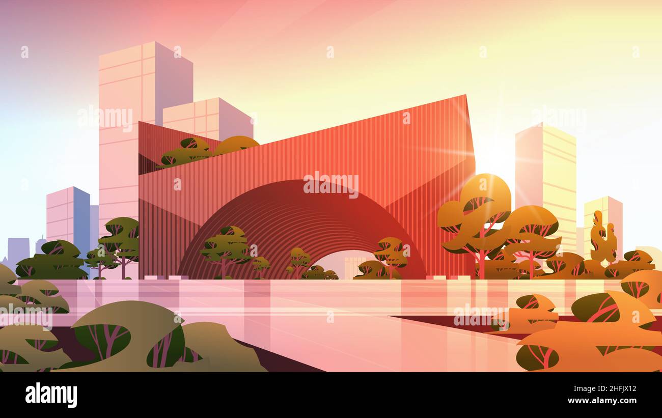 future city futuristic unusual shapes buildings and green trees modern ...